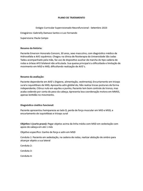 Plano De Tratamento Neuro Pdf