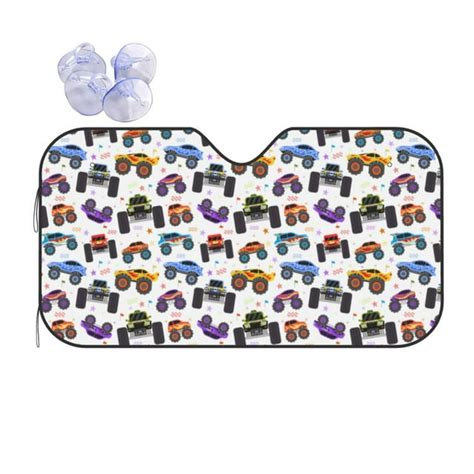 Fuzoiu Cartoon Monster Trucks1 Print Car Windshield Sun Shadeblock Uv