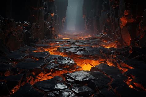 Premium Ai Image Magma In An Underground Cavity Volcanic Lava In A