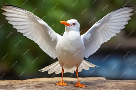 Premium Photo A White Bird With Orange Beaks And Orange Feet Stands