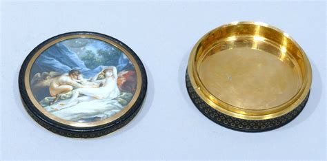 Proantic Snuff Box Representing Jupiter Antiope And Cupid Under Prot