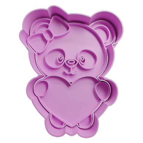 Oso Panda Con Corazon San Valentin Cortante Para Galletitas Cortantes