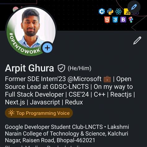 Arpit Ghura On Linkedin Topprogrammingvoice Programmingcommunity Linkedin Badge