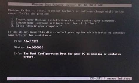 Configmgr Uefi Pxe Booting Error Boot Bcd Xc F Solved Jonkadmin
