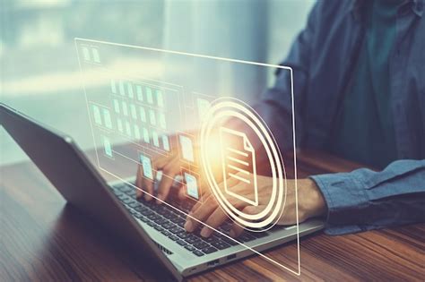 Premium Photo Document Management Concept Businessman Using Computer To Document Management