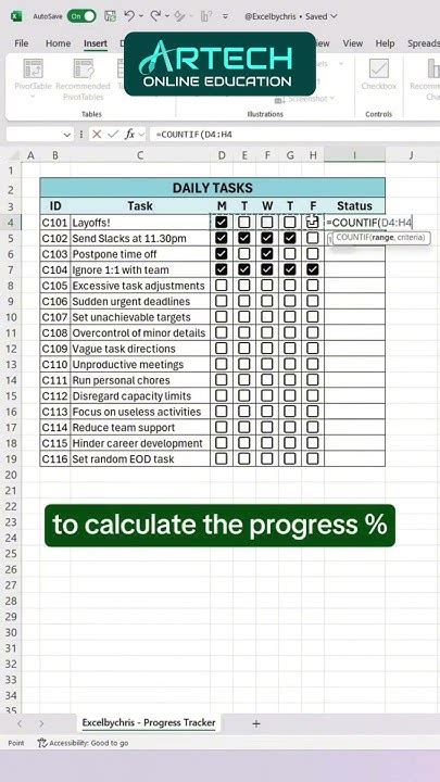 Checkbox Progress Tracker In Excel Excelhacks Excel Advancedexcel