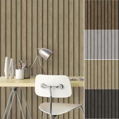 MODERN WOODEN SLAT Panelling Wallpaper 3D Wood Panel Faux Effect