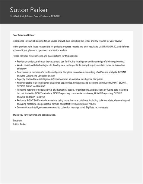 All Source Analyst Cover Letter Velvet Jobs