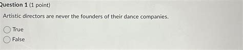 Solved Ruestion 1 1 Point Artistic Directors Are Never The Chegg
