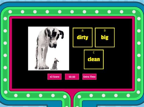 Adjectives Bigsmall Longshort Cleandirty Gameshow Quiz