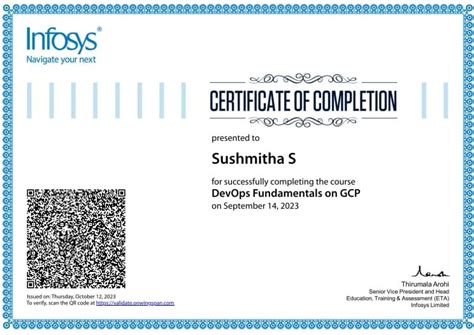 Im Happy To Share That I Have Earned Certificate Devops Fundamentals On Gcp From Infosys