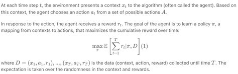 Contextual Multi Armed Bandit Problems In Reinforcement Learning