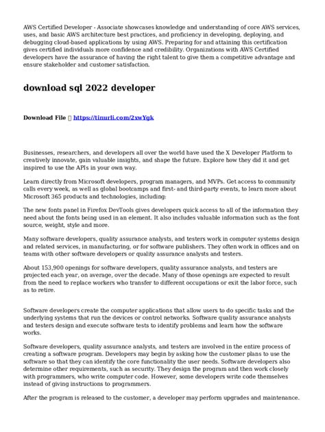 Fillable Online Your Guide To The Aws Certified Developerassociate
