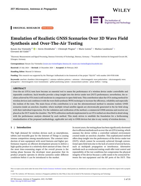 Pdf Emulation Of Realistic Gnss Scenarios Over 3d Wave Field