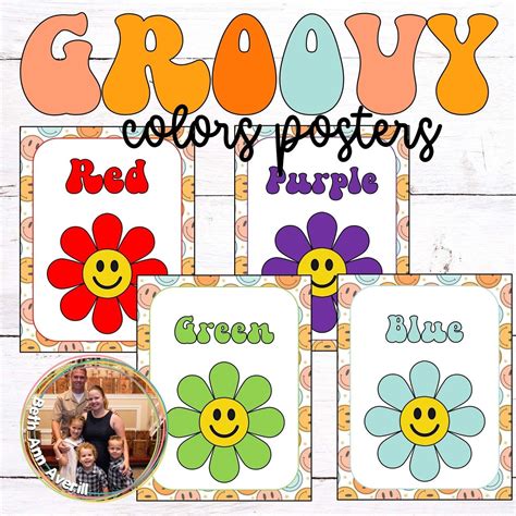 Colors Groovy Boho Classroom Decor Homeschool Decor Groovy Retro Colors Posters Classroom Theme