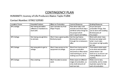 Contingency Plan Pdf