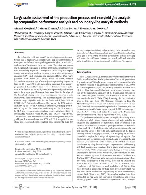 Pdf Large Scale Assessment Of The Production Process And Rice Yield
