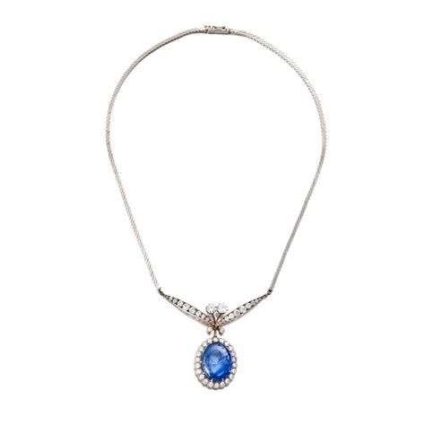 Collier Saphir Et Diamants Sapphire And Diamond Necklace Fine