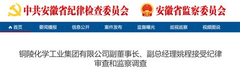 主动投案！铜陵化学工业集团有限公司副董事长姚程被查凤凰网安徽凤凰网