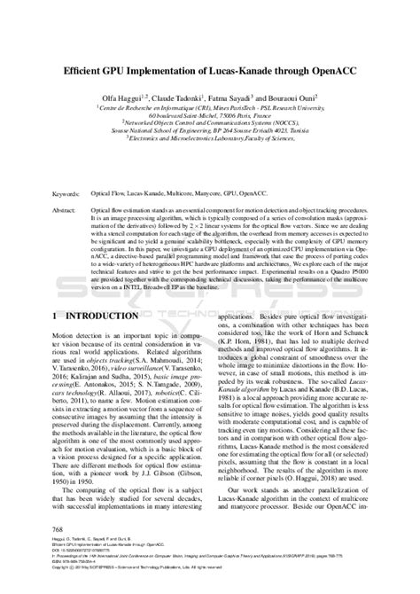 Pdf Efficient Gpu Implementation Of Lucas Kanade Through Openacc