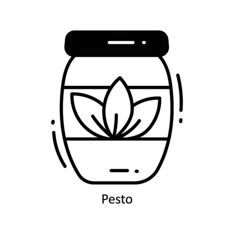 Pesto Doodle Icon Design Illustration Food And Drinks Symbol On White