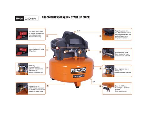 Ridgid Air Compressor And Brad Nailer Quick Start Guides