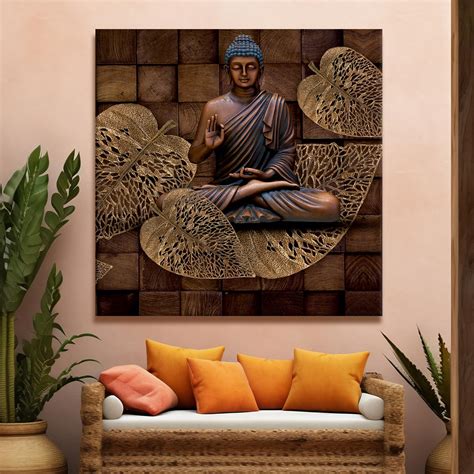 Paper Plane Design Home Decor Buddha Large Size Canvas Framed Painting