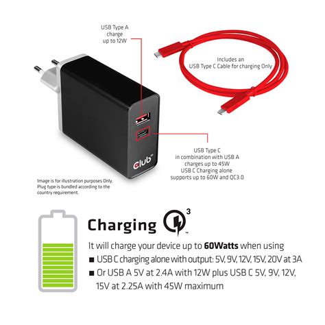 Club3d Usb C Lader 60w Pd Usb A Usb C 409 Kr