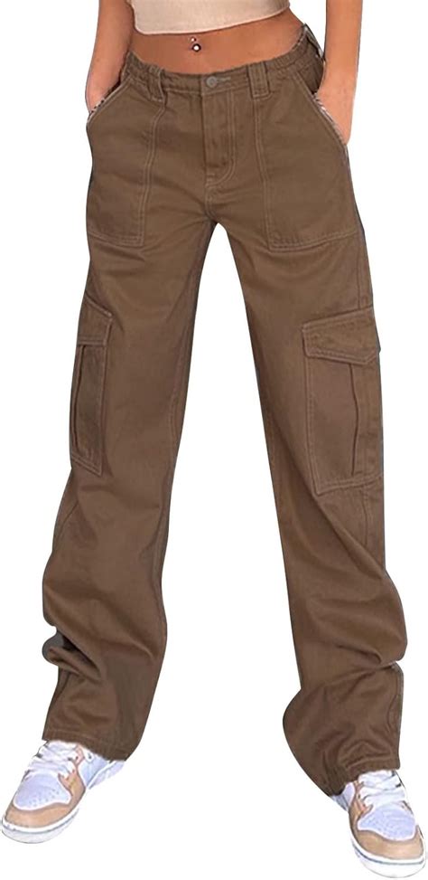 Cargohose Teenager Mädchen Trend Jeans High Waist Wide Leg Straight
