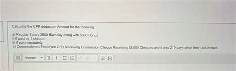 Solved Calculate The Cpp Deduction Amount For The