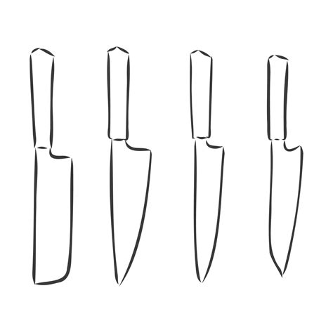 Kitchen Knife Sketch Knife Vector Sketch On A White Background 2286011