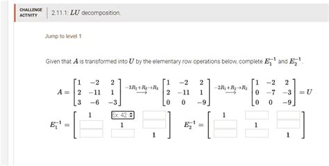 solved challenge activity 2 11 1 lu decomposition jump to level