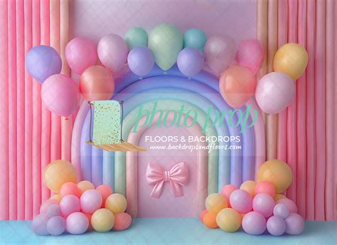 Pastel Rainbow Arch Photography Backdrop Bow Pastel Rainbow Arch