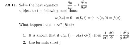 Solved Solve The Heat Equation Delta Udelta T K Delta2