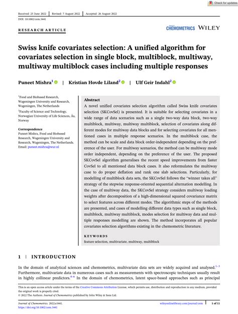 Pdf Swiss Knife Covariates Selection Skcovsel A Unified Algorithm