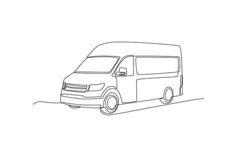 Concept De Véhicule De Camionnette De Livraison De Dessin Au Trait