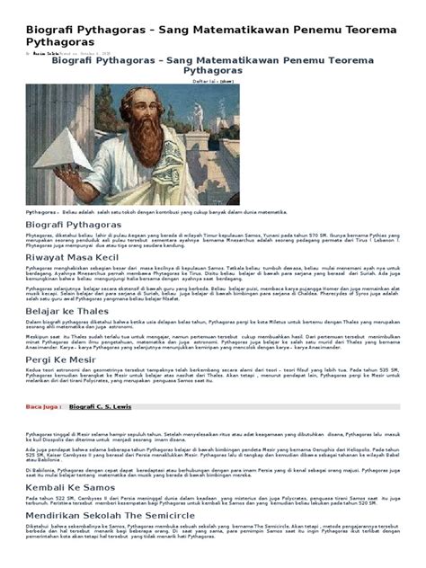 Biografi Pythagoras Sang Matematikawan Penemu Te Pdf