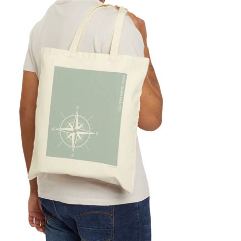 Compass Shopping Bag Nautical Theme Personalized Cotton Canvas Tote