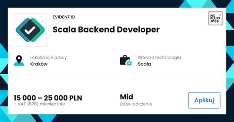 Praca Scala Backend Developer Backend Evident Id Kraków No Fluff Jobs