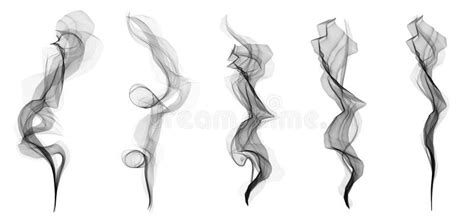 Creative Illustration Of Delicate White Cigarette Smoke Waves Texture Set Isolated On Background