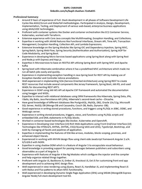 Kapil Chavhan Java Pdf Spring Framework Cloud Computing