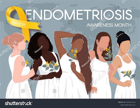 Endometriosis Awareness Month Horizontal Poster Yellow Stock Vector
