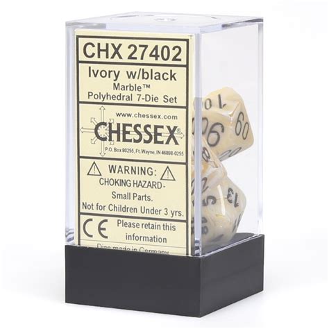 Chessex Polyhedral Marble Dice Set Ivoryblack At Mighty Ape Australia