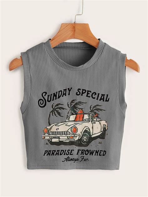 Our Goldenline Car Print Ribbed Tank Top Is Such A Vibe Tank Tops