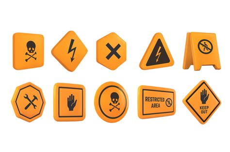 Caution 3d Signs Hazard Warning Safety And Caution Symbols High Vol