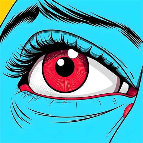 Premium Photo A Cartoon Of A Womans Eye With Red Pupil