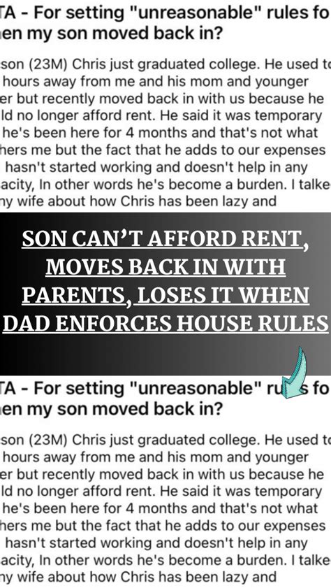 Son Can T Afford Rent Moves Back In With Parents Loses It When Dad