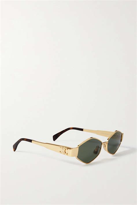 Celine Eyewear Triomphe Hexagon Frame Gold Tone Sunglasses Occhiali
