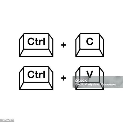 Ctrl C 및 Ctrl V 버튼 세트 컴퓨터 키보드 벡터 Eps 10 흰색 배경에 격리 컴퓨터 키보드에 대한 스톡 벡터 아트