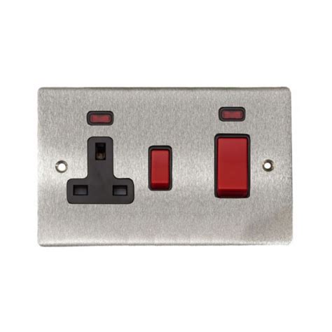 45a Cooker Unit With 13a Switched Socket And Neon Indicators In